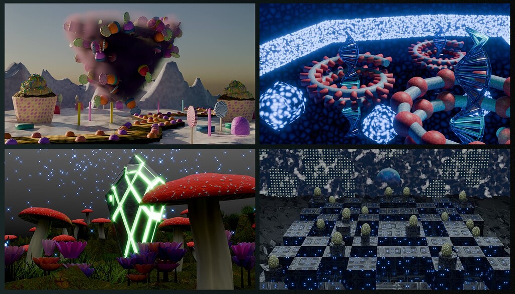 Geo Nodes - Candyland, DNA Helix, Fantasy Shield, Alien World and Sci ...